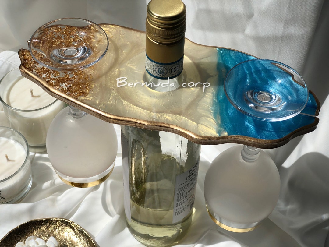 Wine Glass Holder, Resin Wine Butler and Coaster Set - Etsy