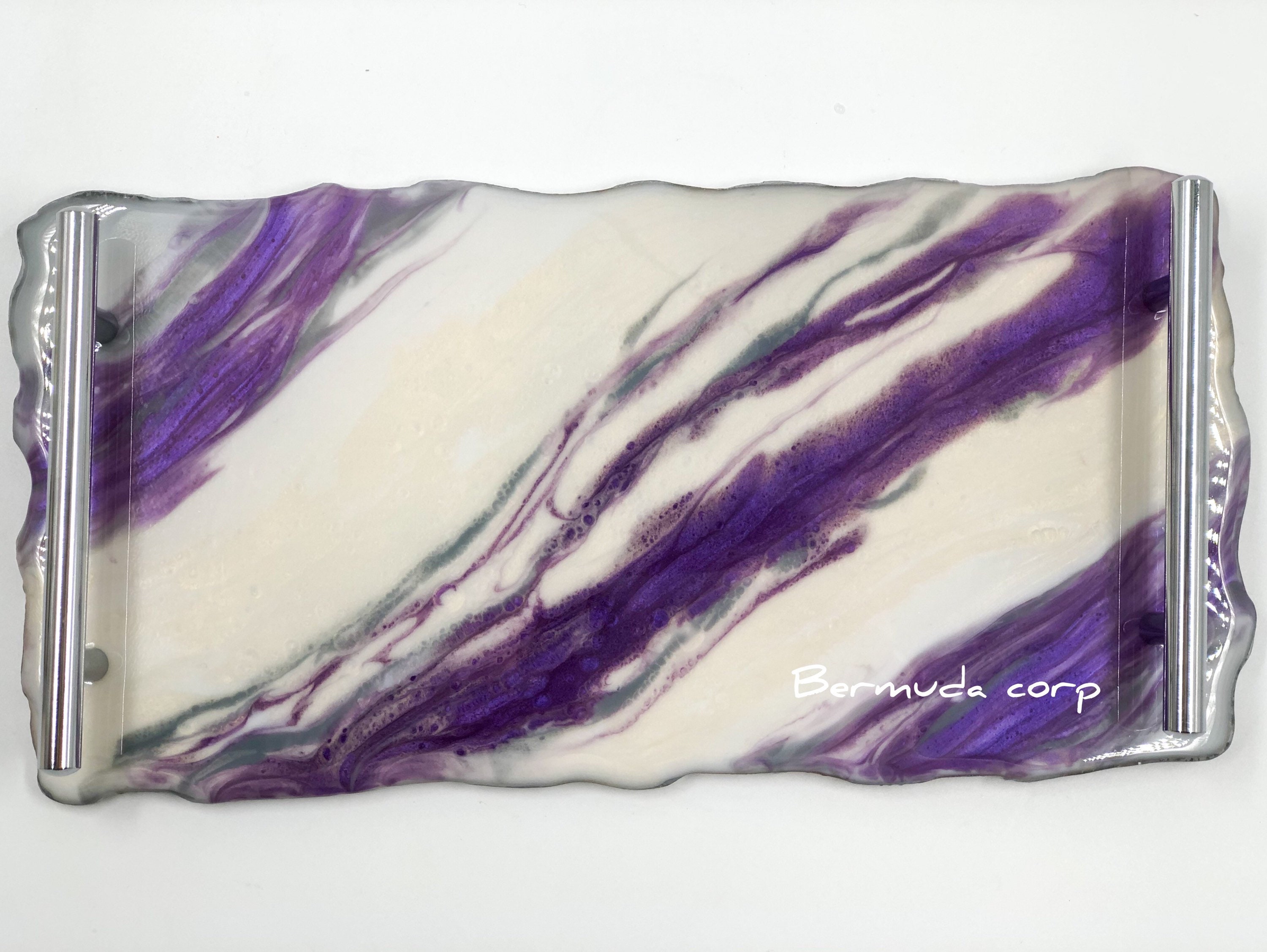Luxury Purple Perfume Resin Tray, Unique Decorative Tray With Silver ...