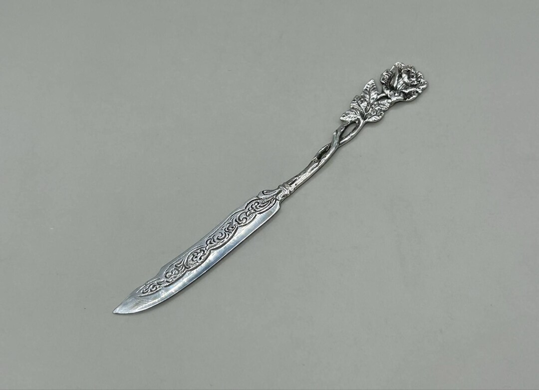 Antique Solid Silver Small Butter Knife, Solid Silver Hildesheimer Rose ...