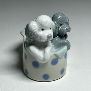 NAO Lladro Porcelain Figurine Puppies in the Basket, NAO by Lladró Dogs ...