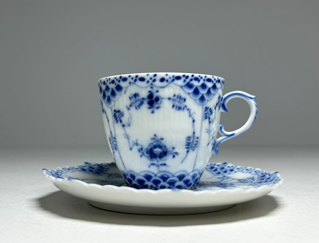 Royal Copenhagen Blue Fluted Full Lace Coffee Set No 1035, Royal ...