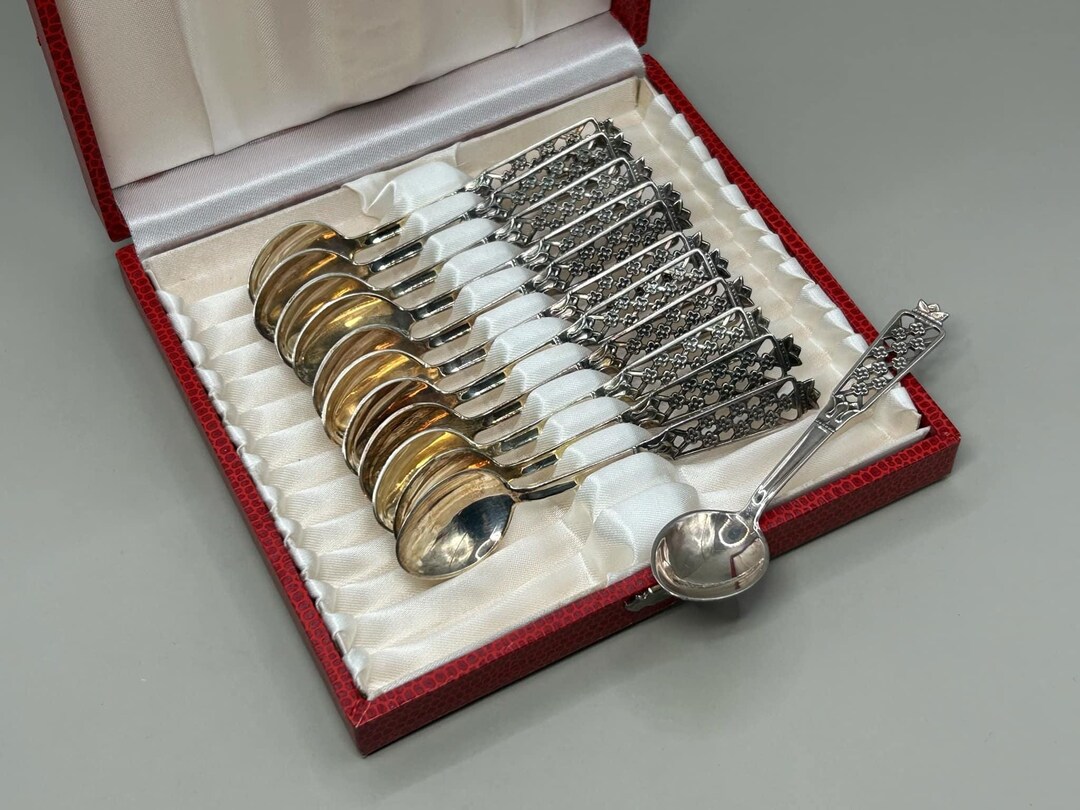 Vintage Set of 12 Swedish Solid Silver 830 Coffee Spoons in a Case ...