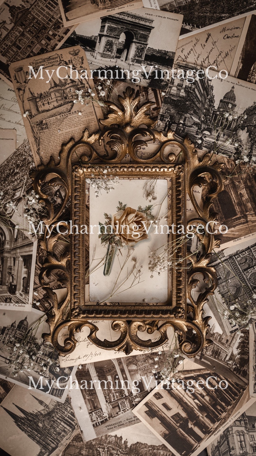 2 Vintage Postcard and Victorian Frame Screensavers, Digital Download ...