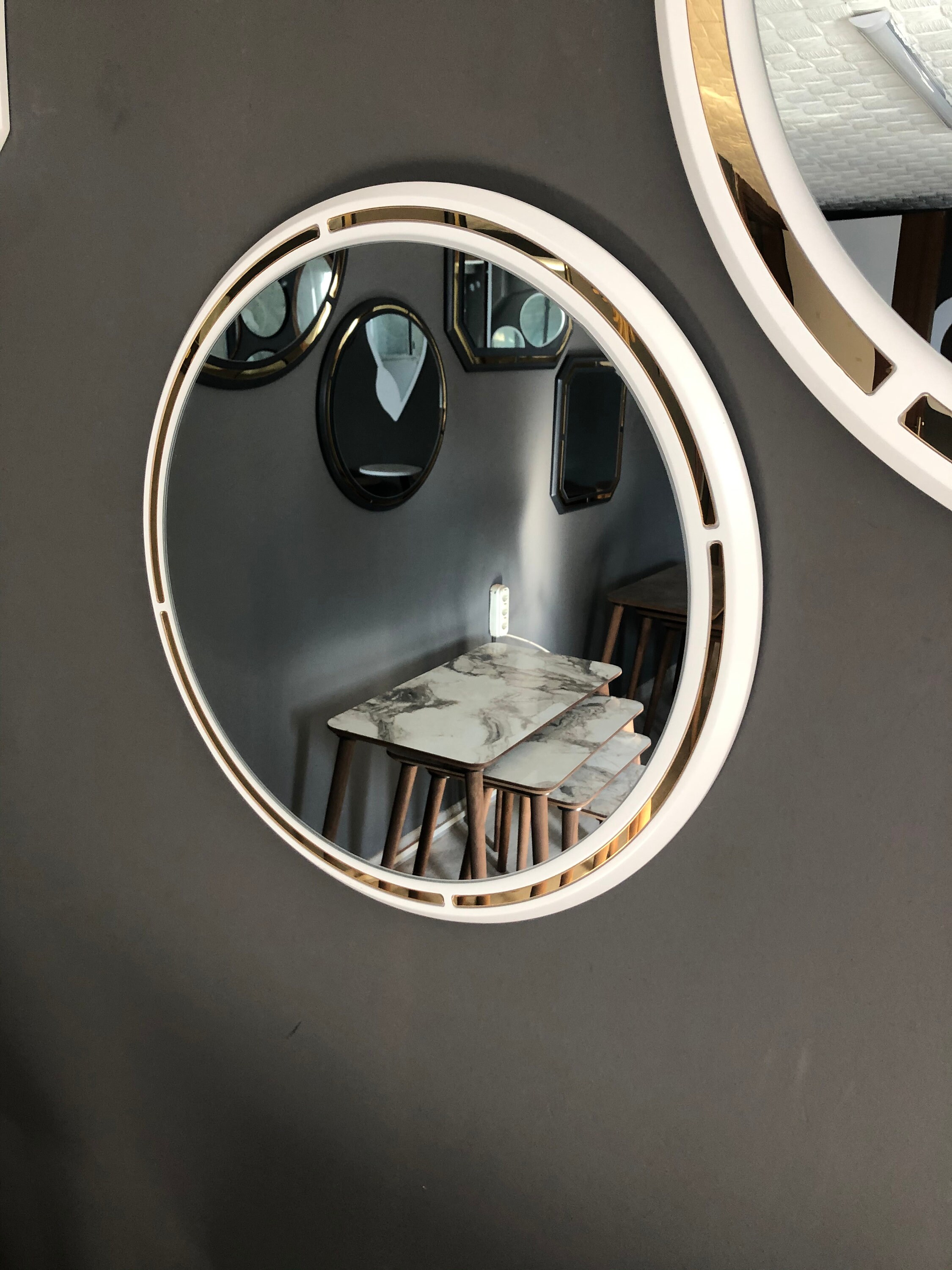 Round Large White Wall Mirror/Wood Mirror Wall Decor/Modern | Etsy