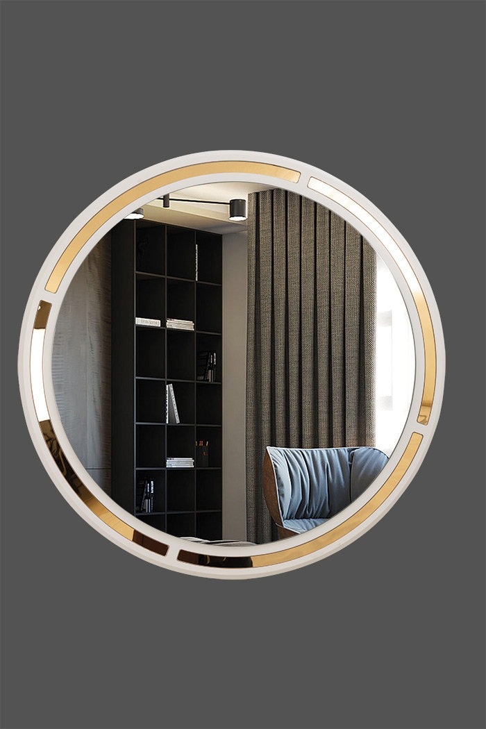 Round Large White Wall Mirror/Wood Mirror Wall Decor/Modern | Etsy