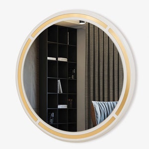 Round Large White Wall Mirror/wood Mirror Wall Decor/modern - Etsy