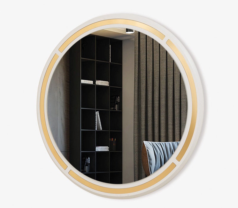 Round Large White Wall Mirror/Wood Mirror Wall Decor/Modern | Etsy