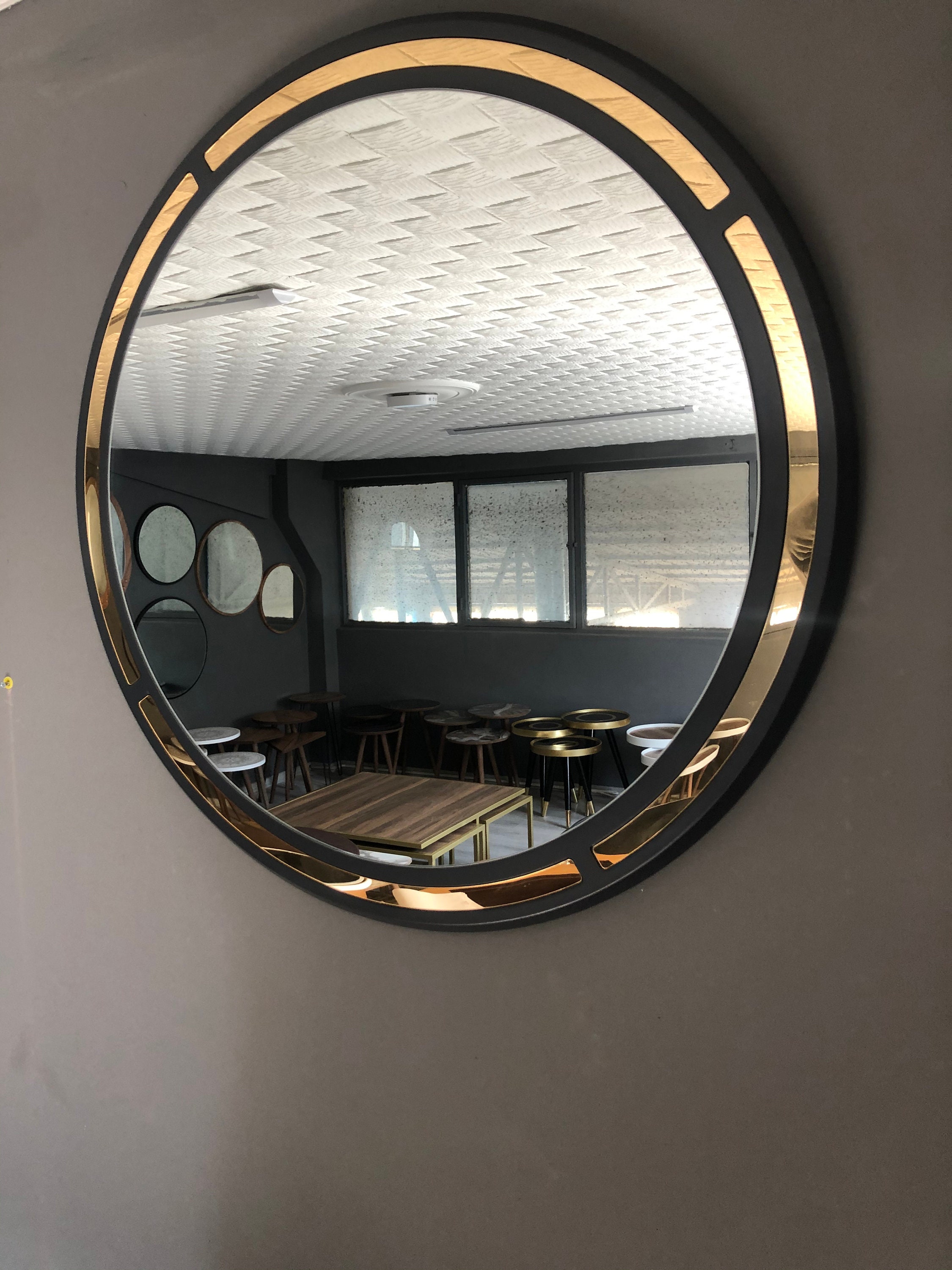 Round Large White Wall Mirror/Wood Mirror Wall Decor/Modern | Etsy