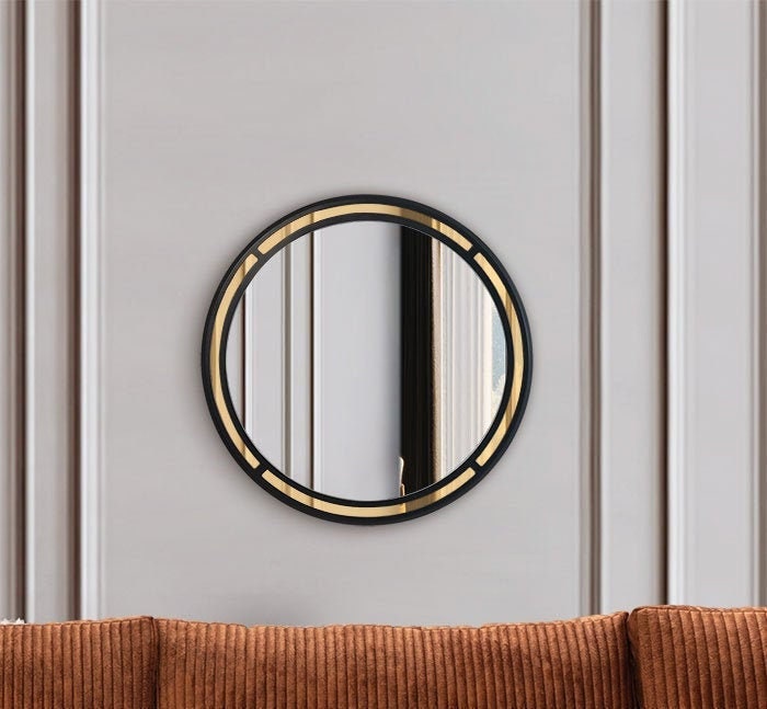 Round Large White Wall Mirror/Wood Mirror Wall Decor/Modern | Etsy