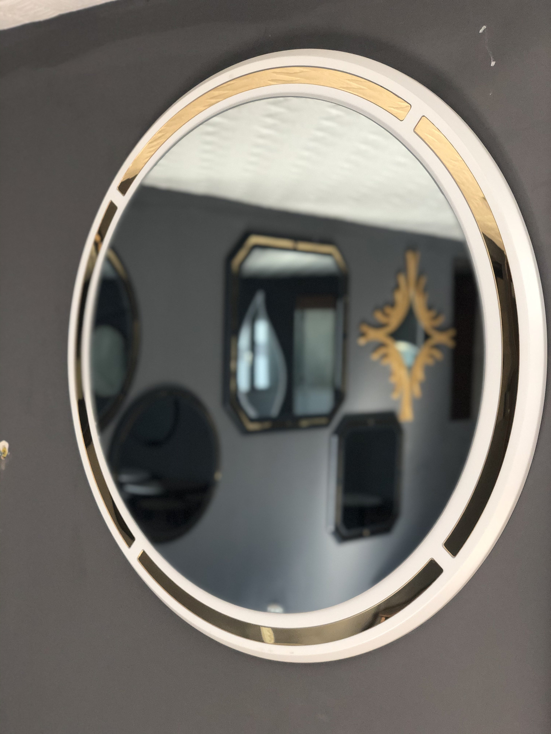 Round Large White Wall Mirror/Wood Mirror Wall Decor/Modern | Etsy