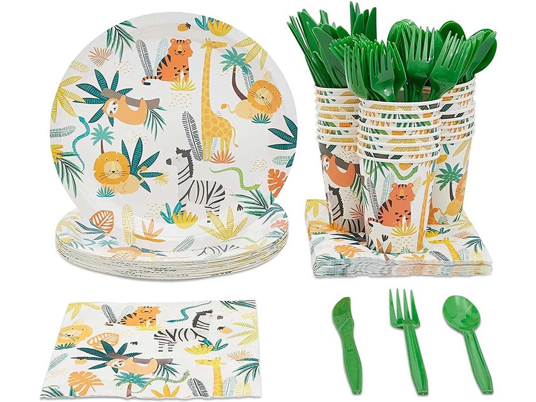 144 Piece Jungle Animal Birthday Party Decorations Zoo - Etsy