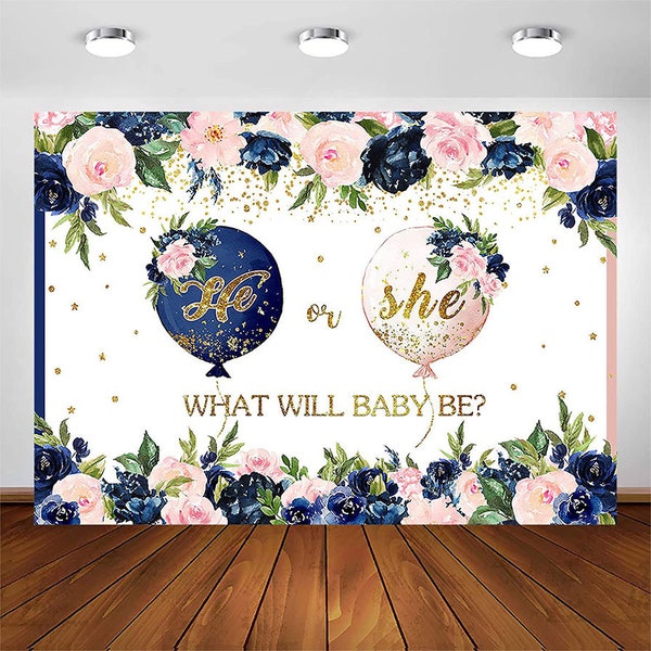 Navy Blue and Pink Gender Reveal Back Drop - Etsy