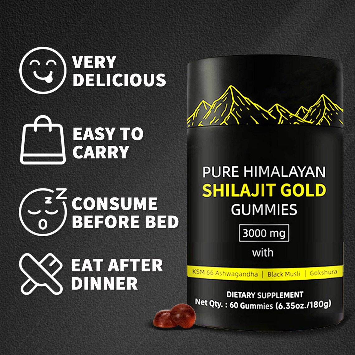 Pure Himalayan Shilajit Gummies - 60 Count - Etsy