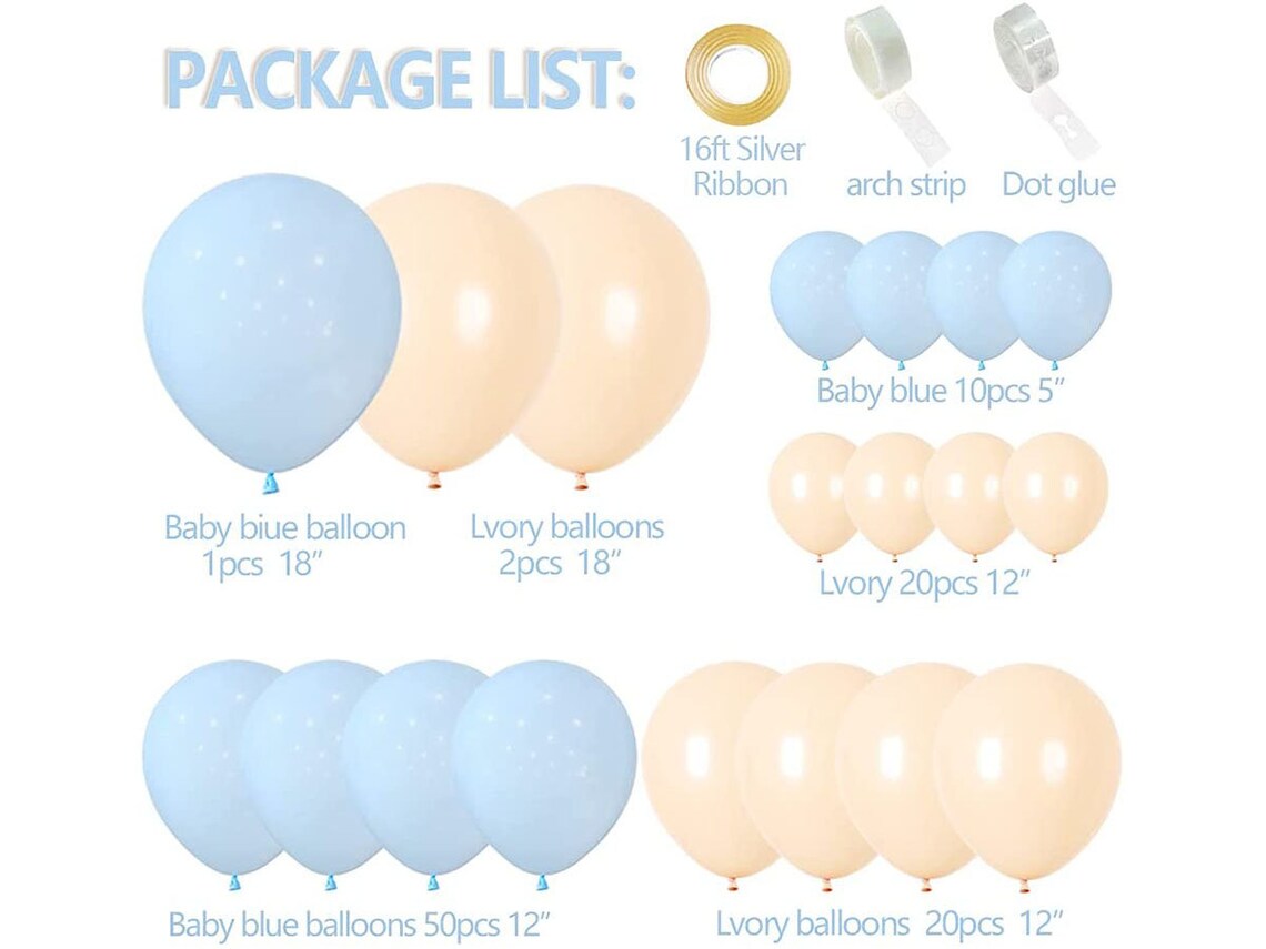 Baby Blue Balloons Garland Kit Pastel Light Arch Different | Etsy