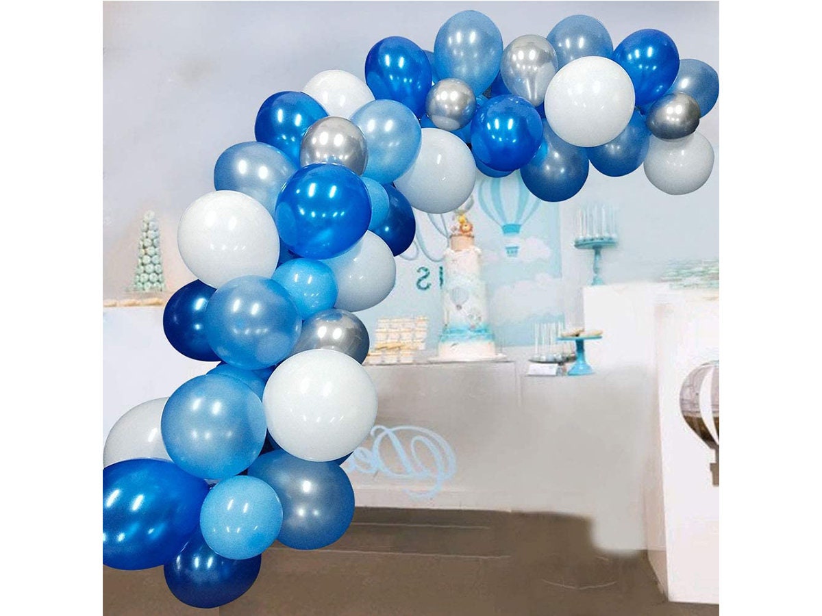 Blue Balloon Garland Kit 117 Pcs Blue White Sliver Balloon - Etsy