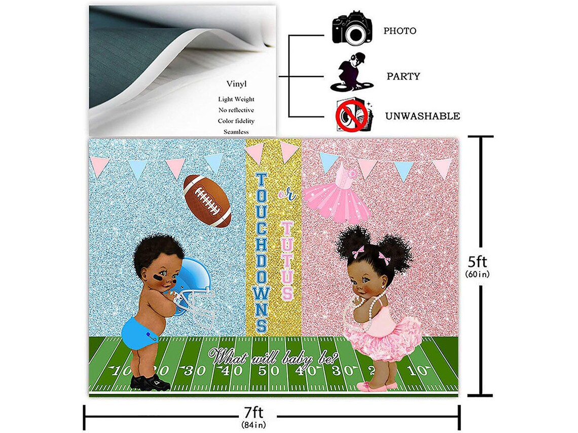 Avezano Touchdowns or Tutus Gender Reveal Backdrop Boy or Girl - Etsy