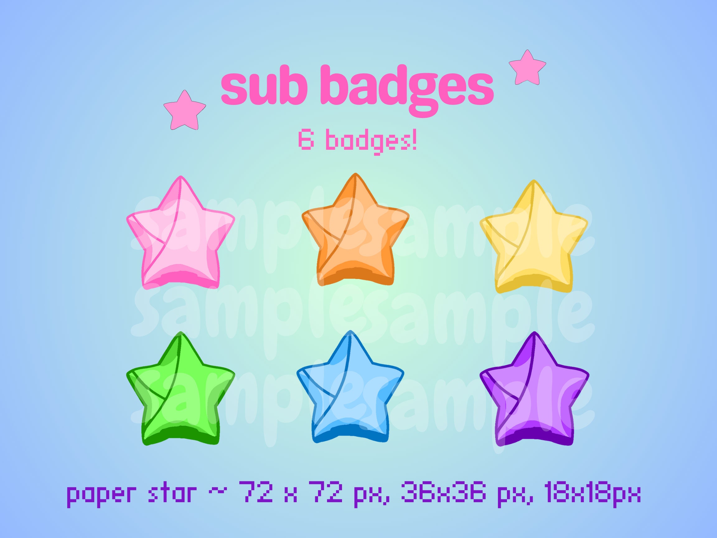 Paper Origami Star Sub Badges for Twitch or Streaming Decoration - Etsy