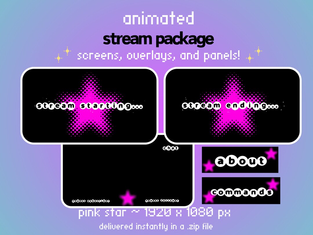 Pink Star Stream Graphics Package - Y2K Cybercore Stream Overlays ...
