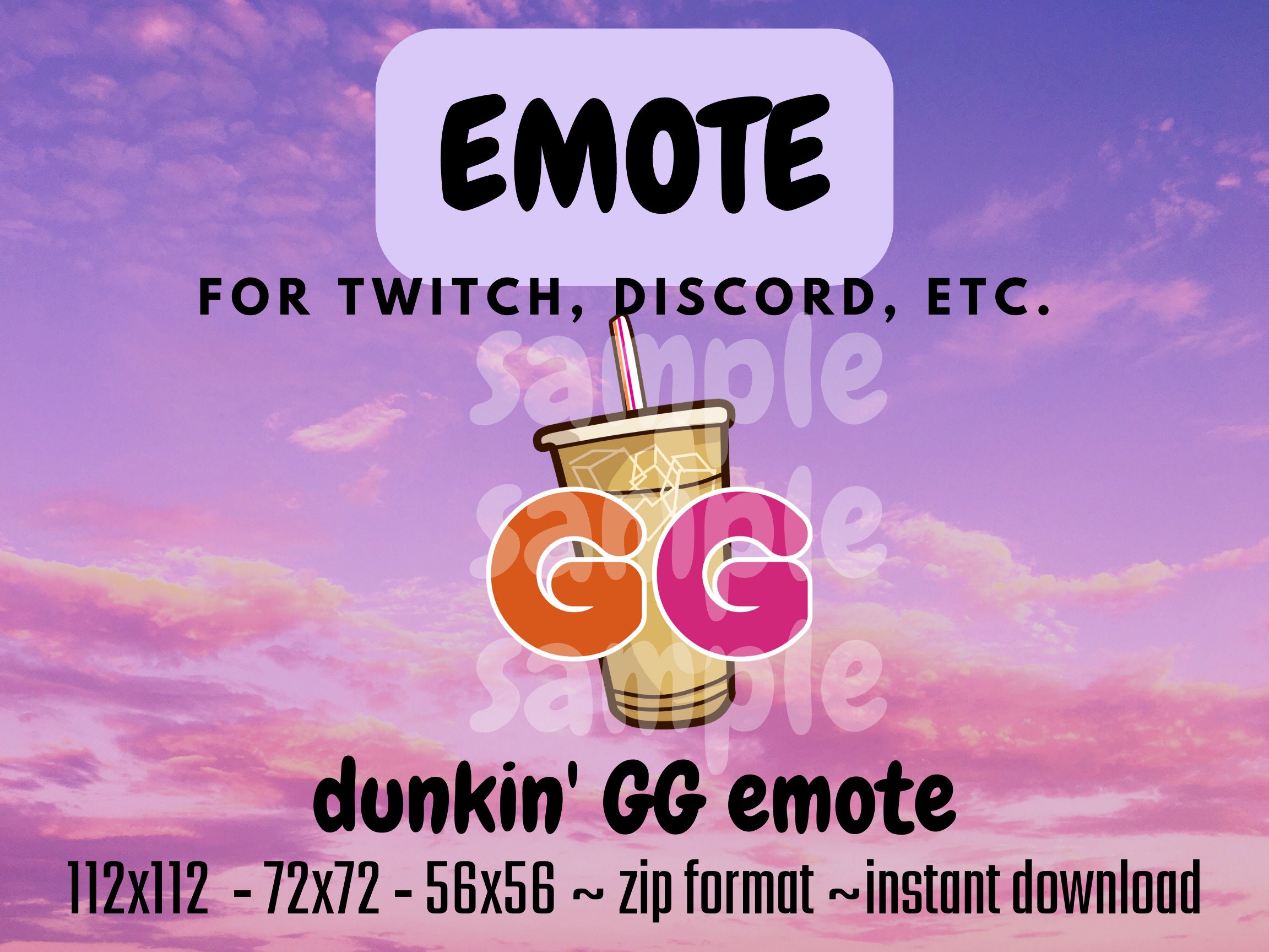 Twitch/discord GG Emote Dunkin Donuts Coffee Cup Iced Cafe - Etsy