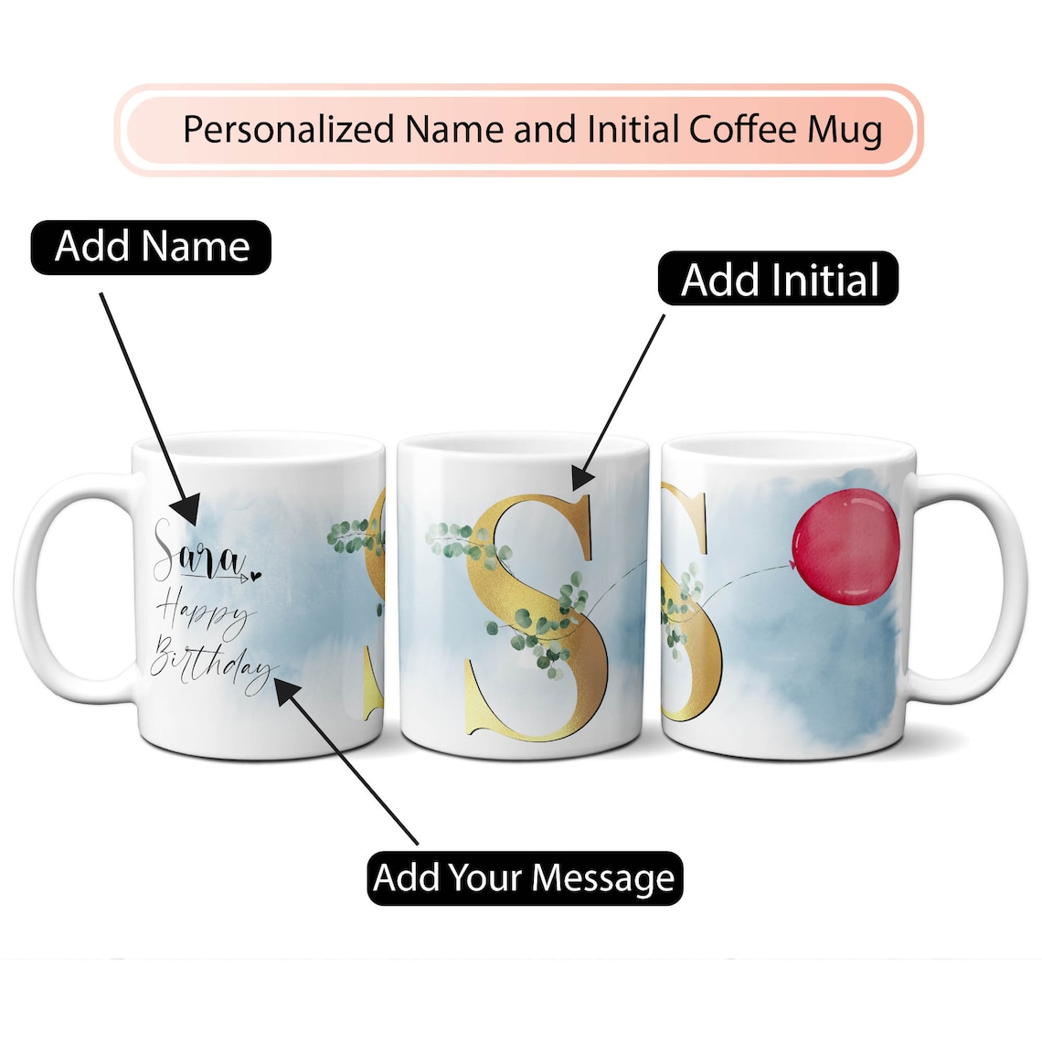 Personalized Coffee Mug, Personalized Name Coffee Cup, Initial Mug ...