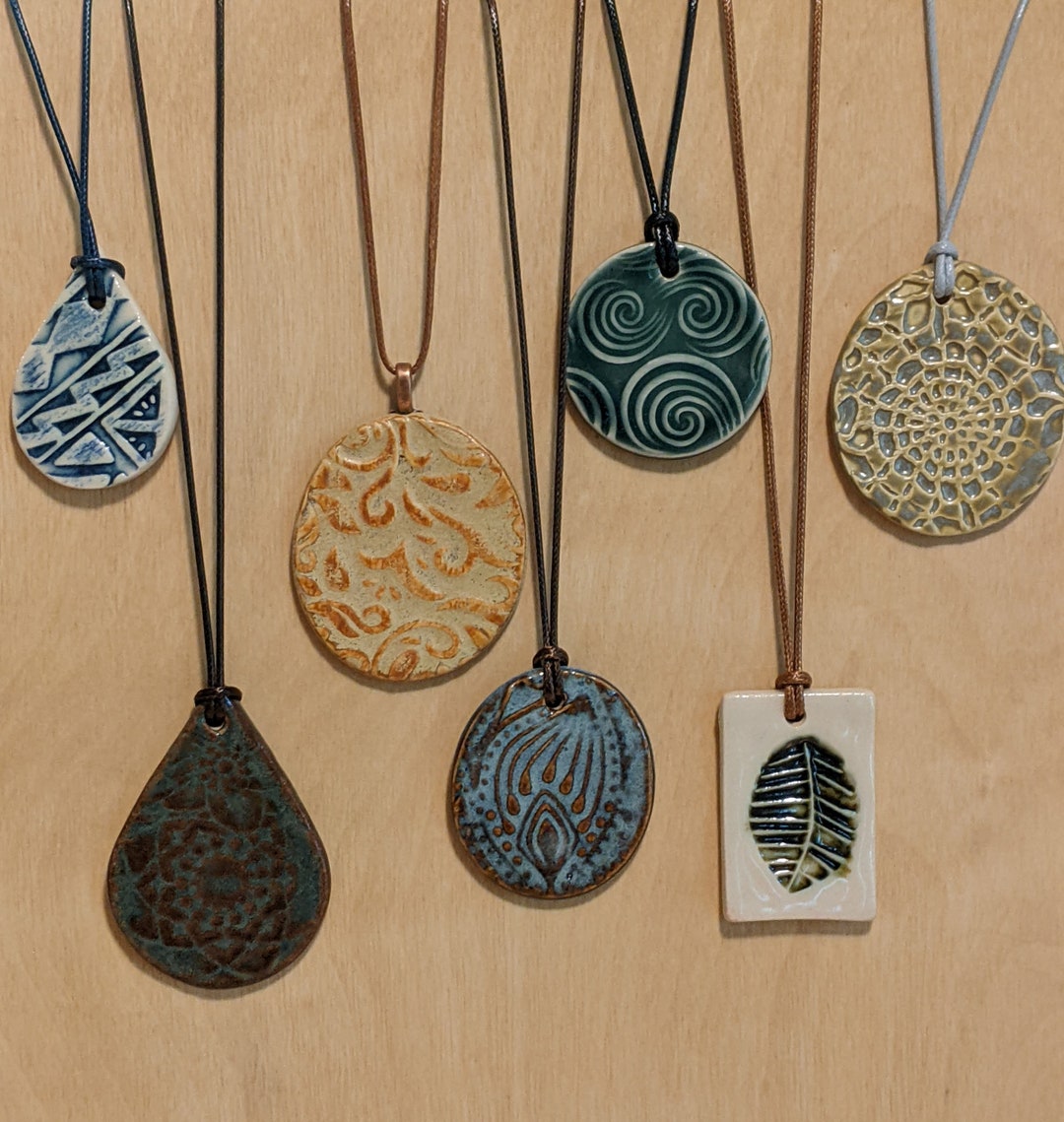 Choice of Artisan Handmade Ceramic Pendant Necklace Thin - Etsy