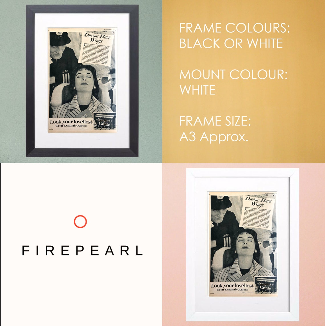 Original Poster Trio / Gallery Wall / Knight's Castile Vintage Advert ...
