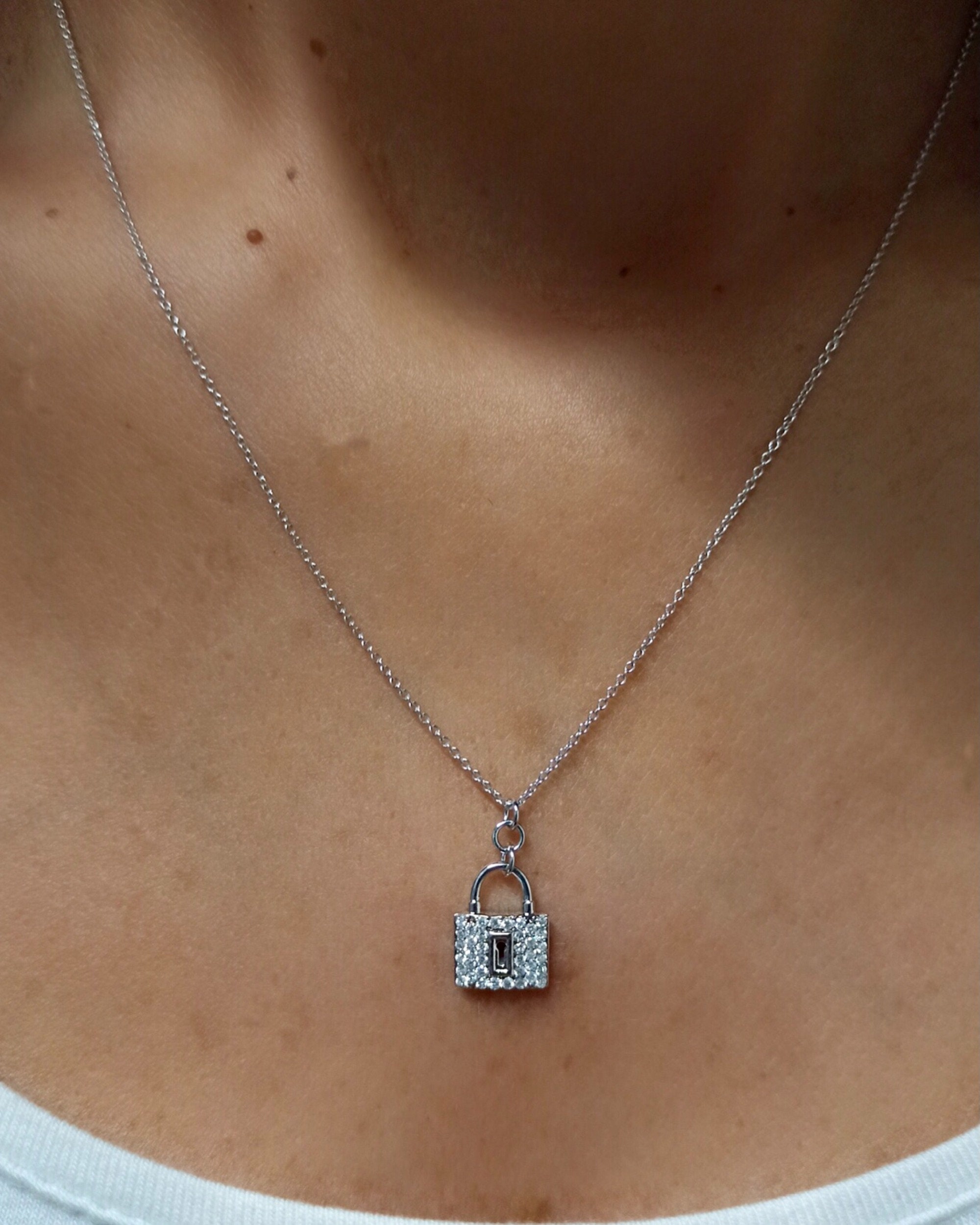 Padlock Necklace14kgold-padlock Diamond Necklace14k Diamond | Etsy