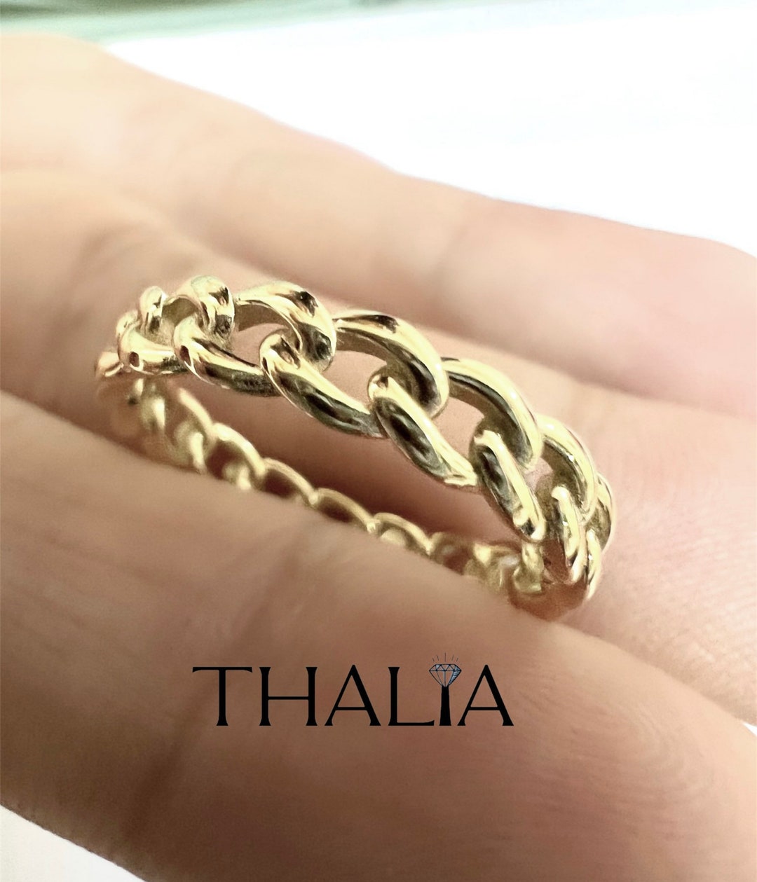 Chain Wedding Ring,14k Solid Gold .wedding Band,yellow Gold Wedding ...