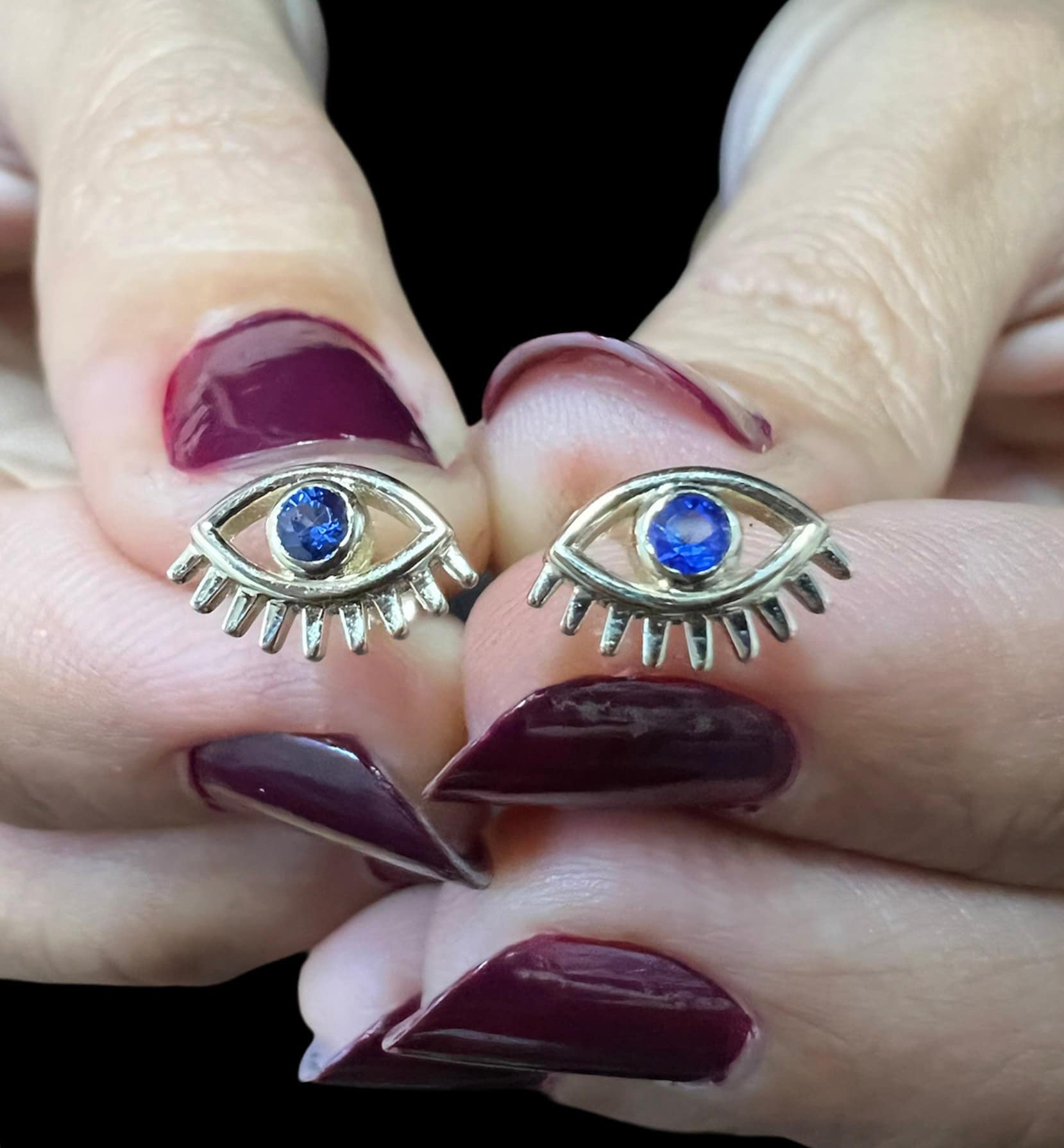 Gold Evil Eye Piercingsaphhire Evil Eye Piercing14k Solid - Etsy