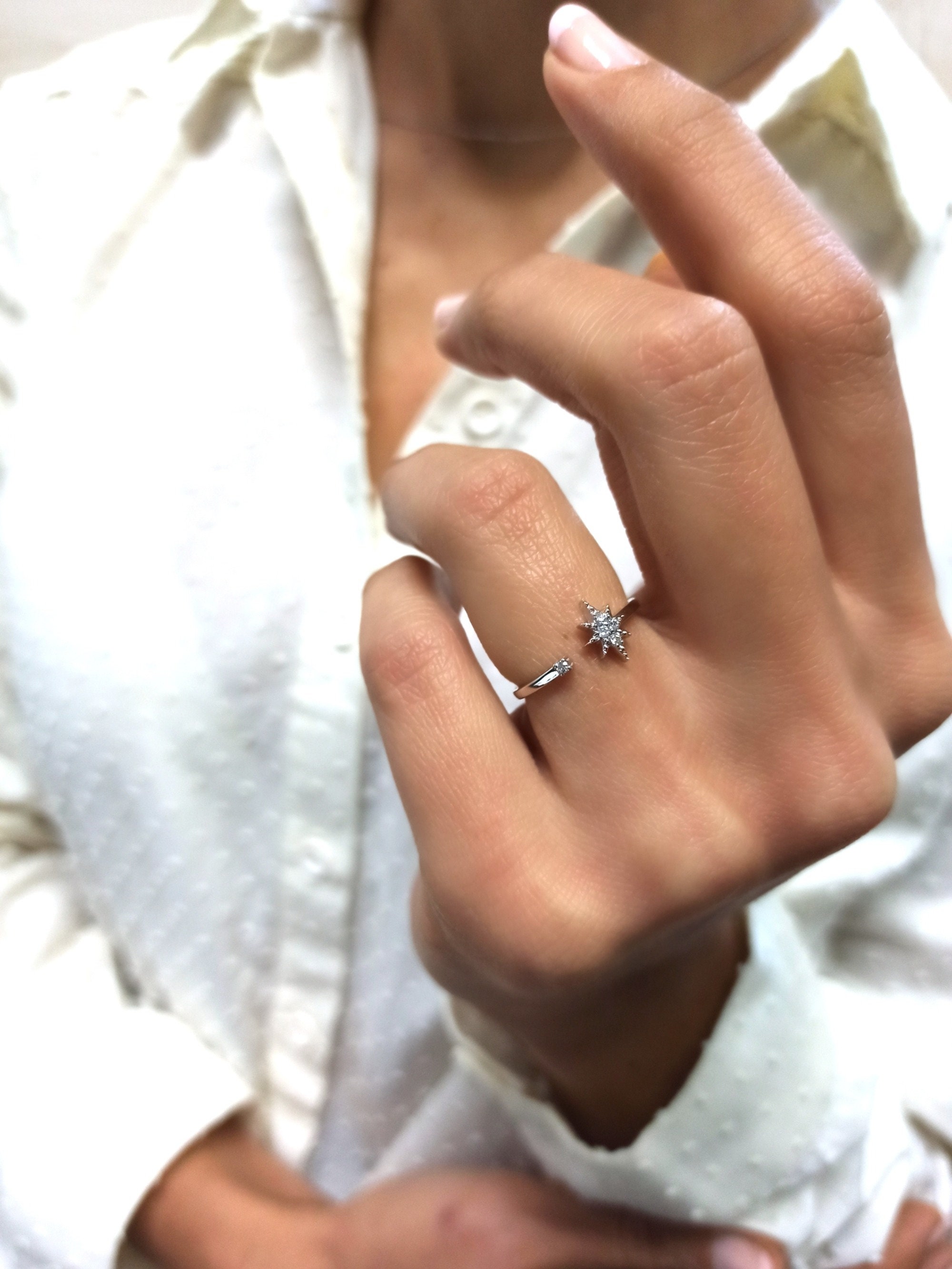 14K Northstar Open Diamond RingOpen Diamond RingWomen's | Etsy