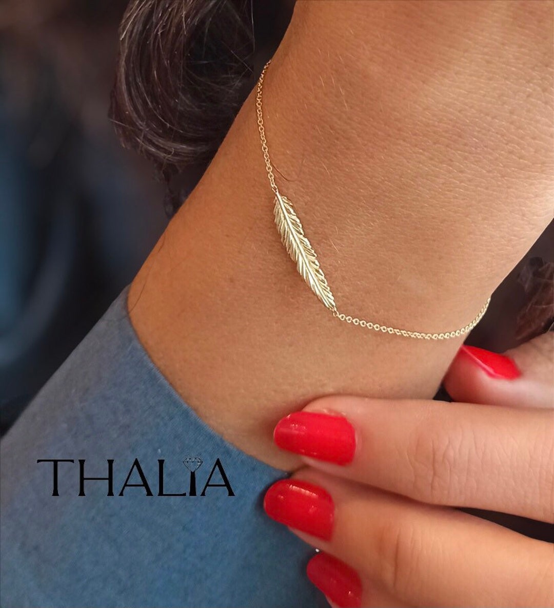 Feather Bracelet,14k Gold Feather Bracelet,solid Gold Feather Bracelet ...