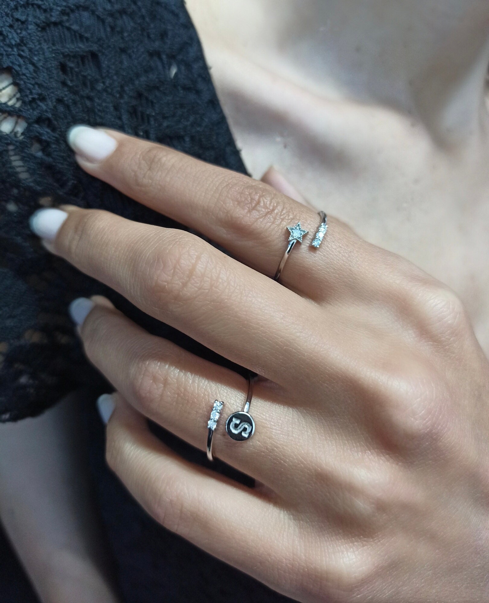 14k-gold Star Open Diamond Ringopen Diamond Ring With | Etsy