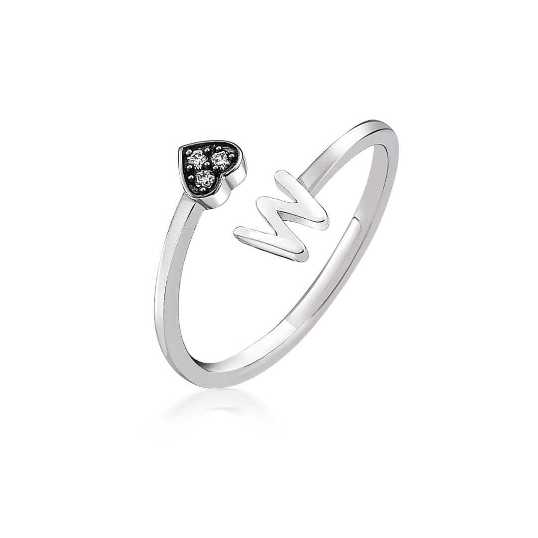 14k-gold Diamond Personalized Ring,diamond Open Letter Ring,gift for ...