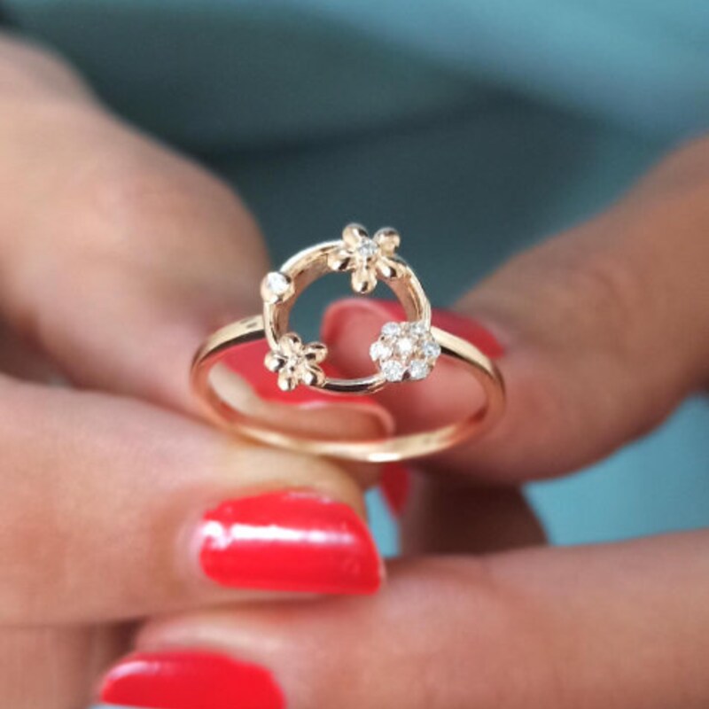 Diamond Floral Ring - Etsy