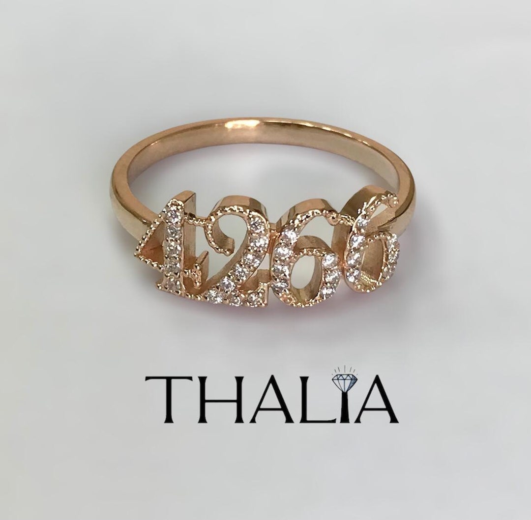 Diamond Date Ring, 14k Solid Gold Date Ring, Dainty Diamond Birthday ...