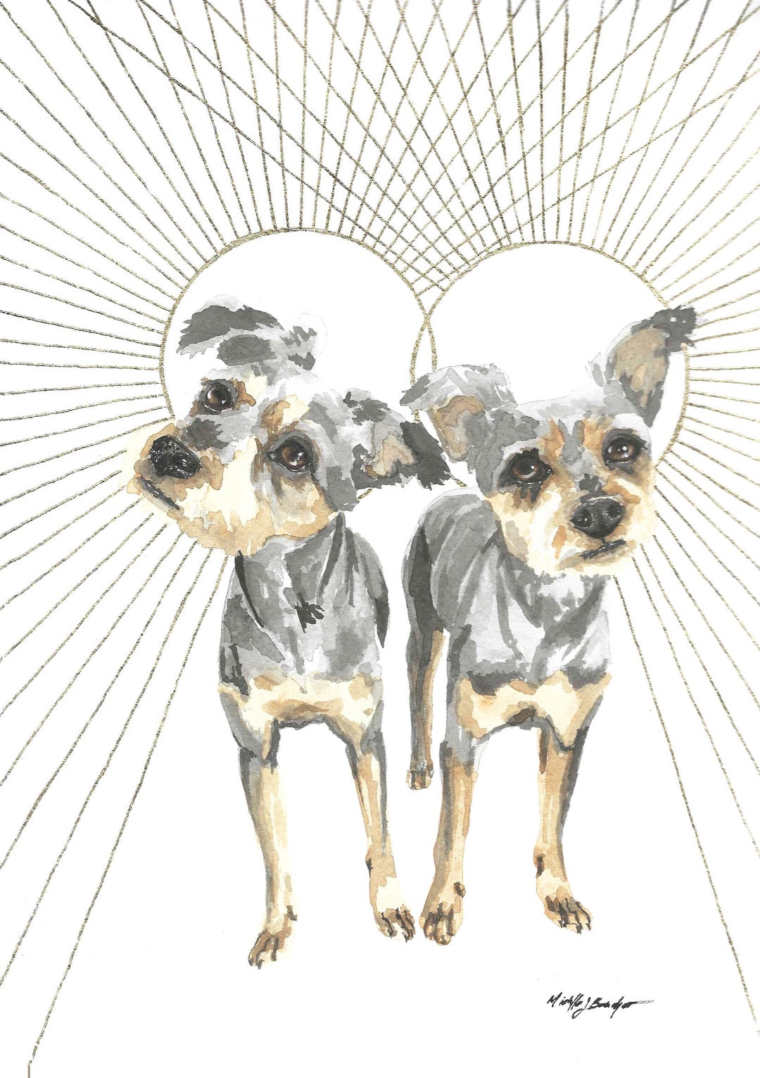 Multiple Pet Portrait, Pet Portraits, Pet Paintings, Pet Art, Dog Art ...
