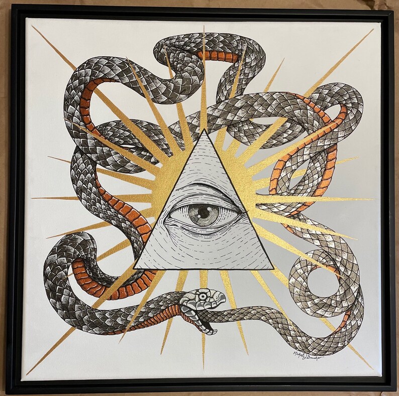 The Tail Devourer Original Painting on Canvas, Black Floater Frame ...