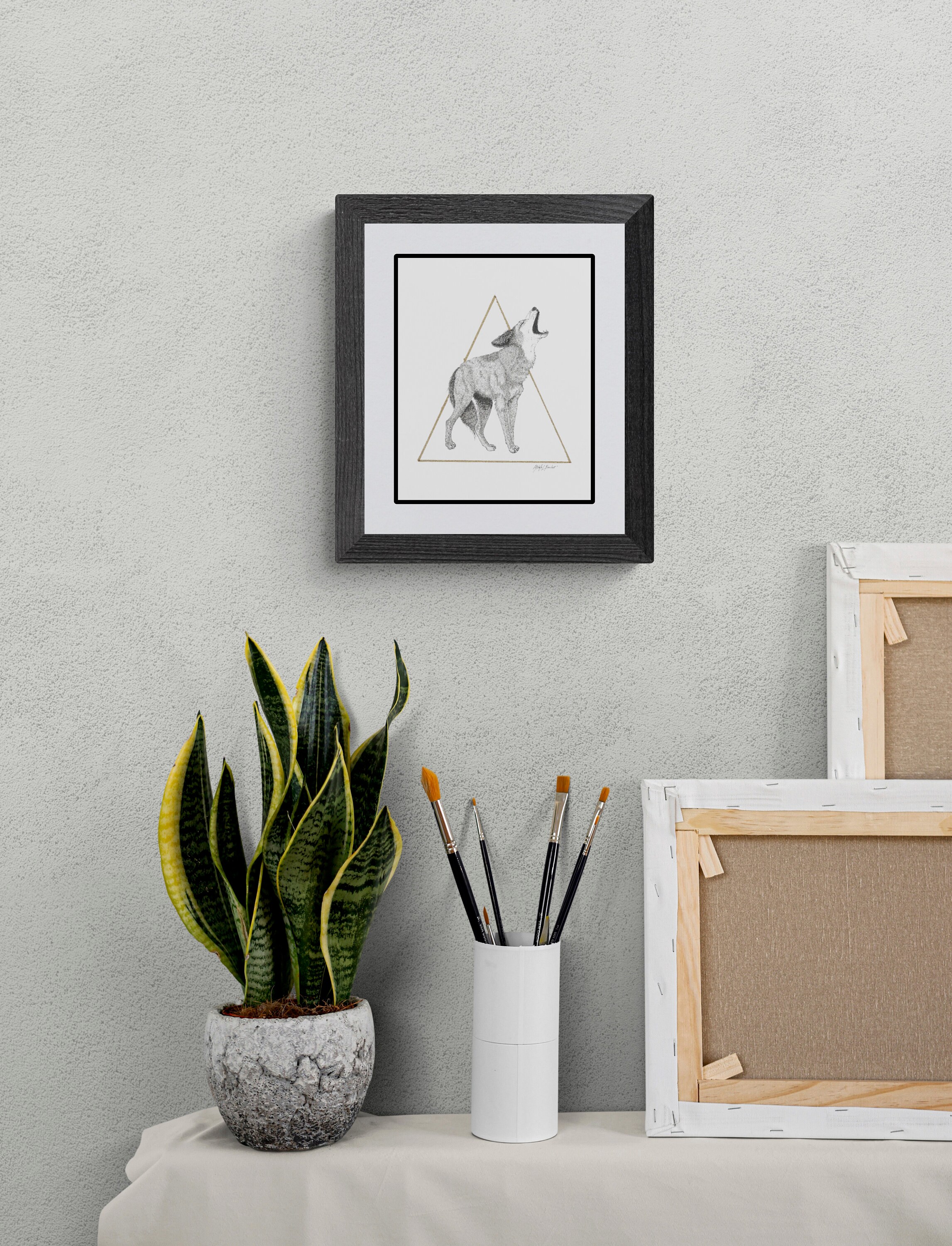The Trickster Original Pen and Ink Framed, Coyote, Howling, Spirit ...