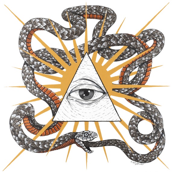 The Tail Devourer Print Snake Art Serpent Art Ouroboros | Etsy