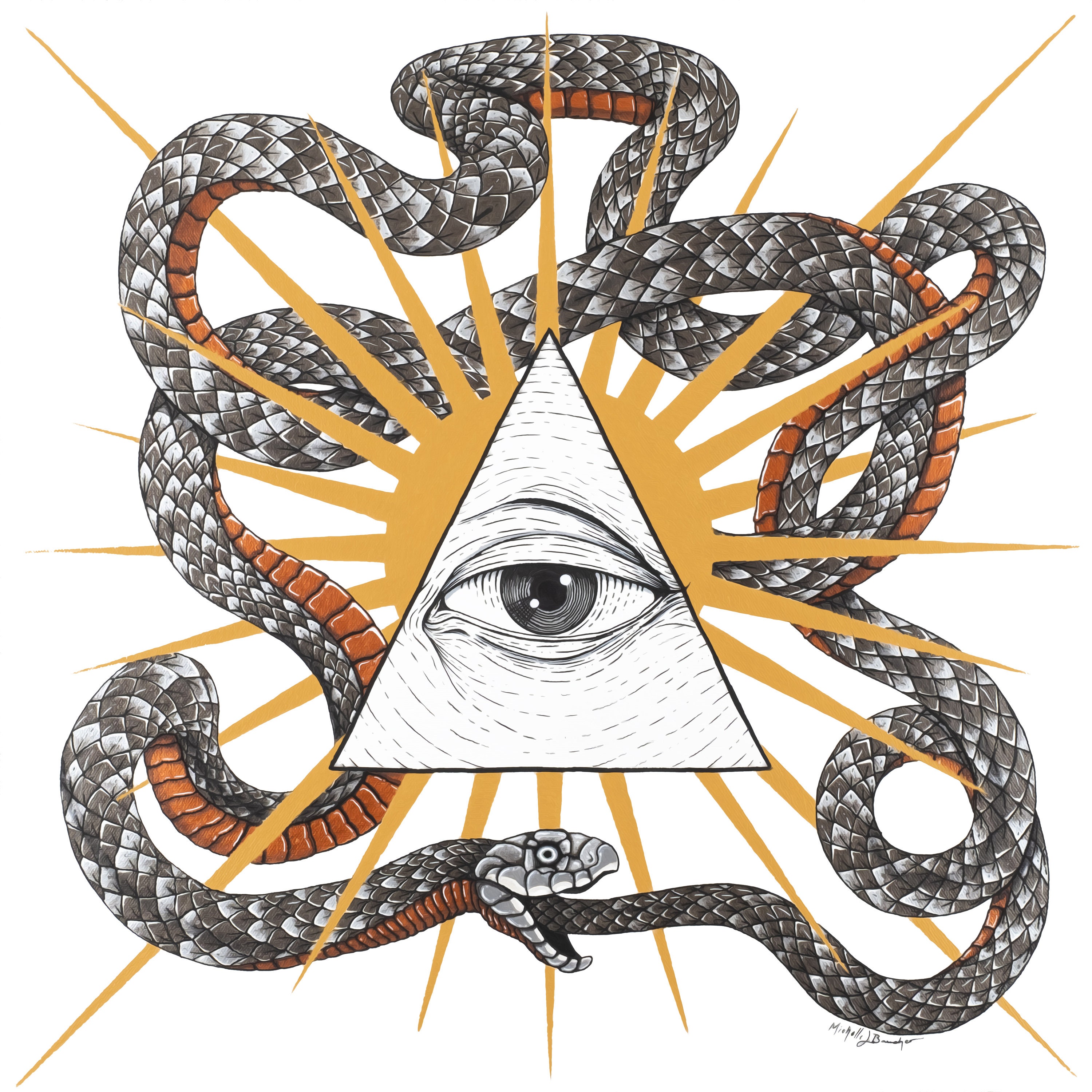 The Tail Devourer Print, Snake Art, Serpent Art, Ouroboros Art, All ...