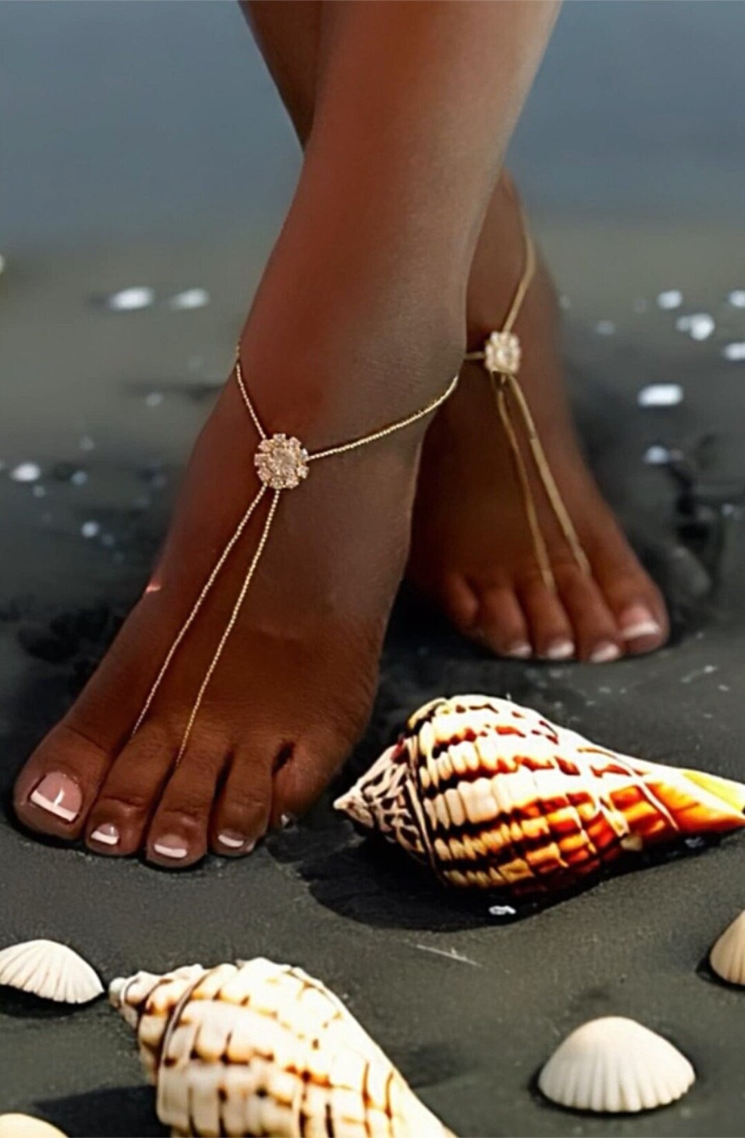 Gold Rhinestone Flower Barefoot Sandal, Foot Jewelry, Bridal Foot ...