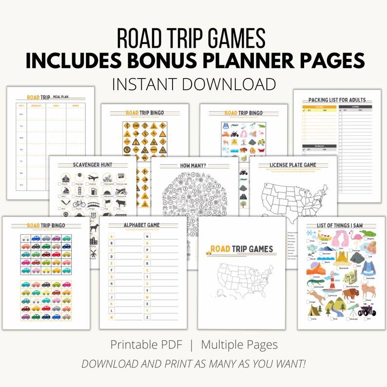 Road Trip Games for Kids Road Trip Games for Couples Instant Download ...