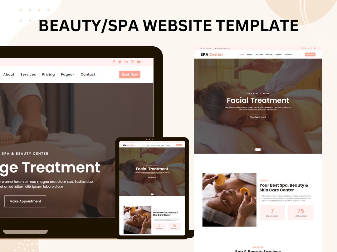 Website Template 60 Spa Website Wix Template Therapy - Etsy