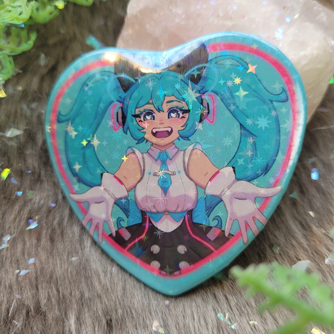 Hatsune Miku Heart Holo Sparkle Badge - Etsy