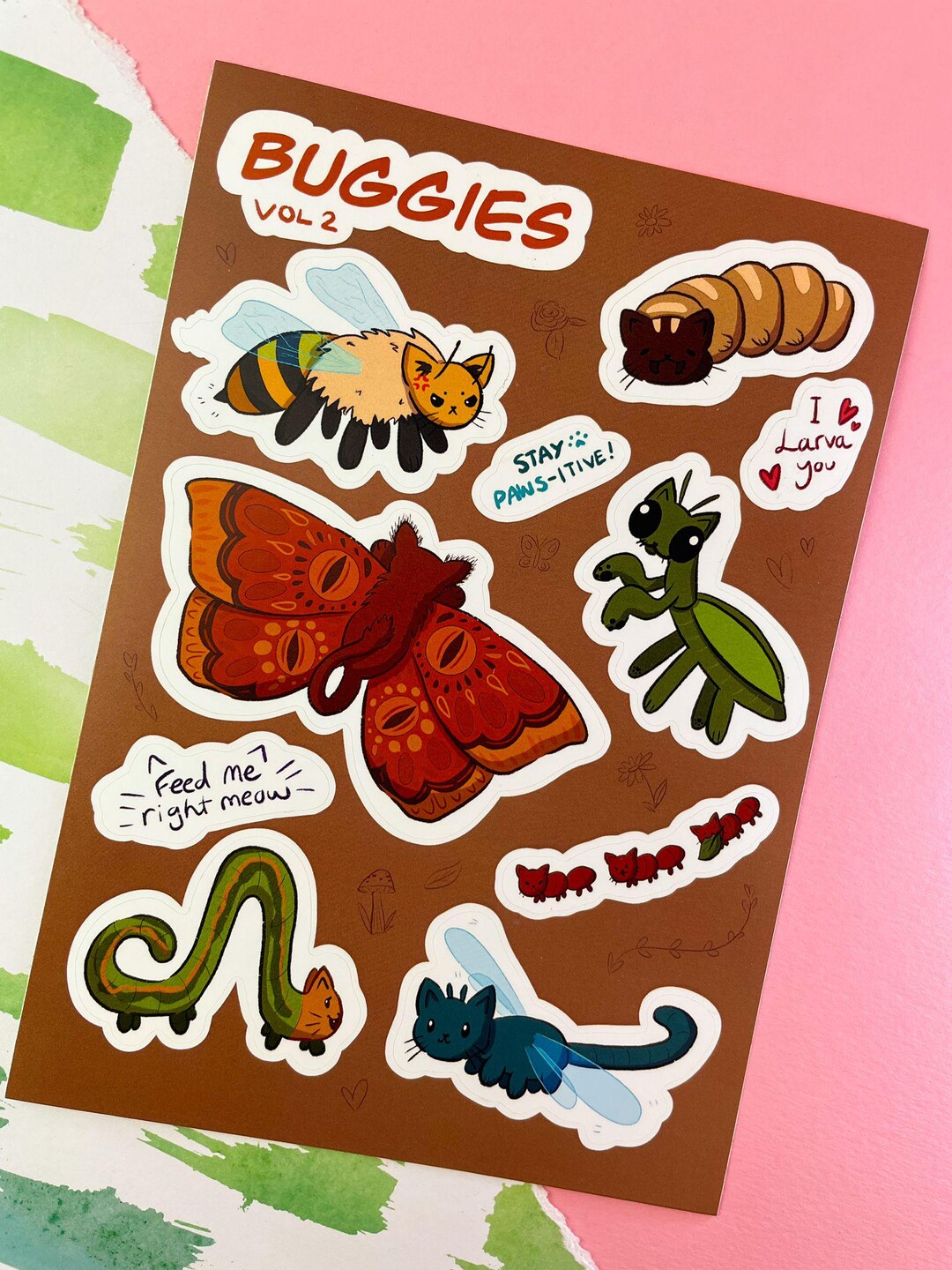 Bug Cat Sticker Sheet Vol. 2, Animal Decals - Etsy