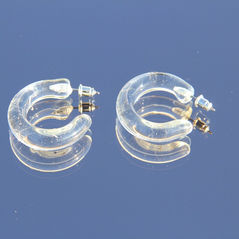 Handmade Stained Glass - Transparent Clear Chunky Hoops Earrings - Etsy