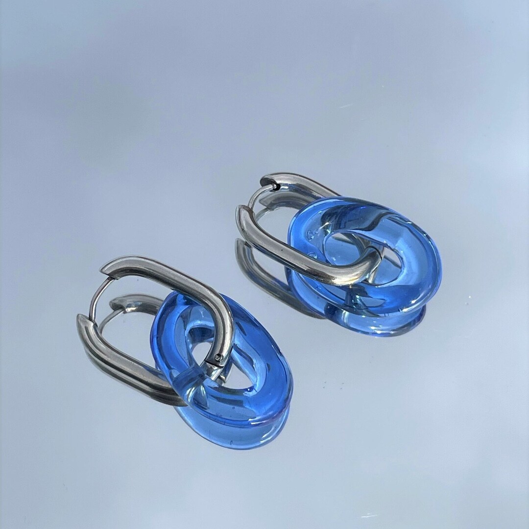 Handmade Upcycled Stained Glass and Hoop Earrings in Silver and Gold ...