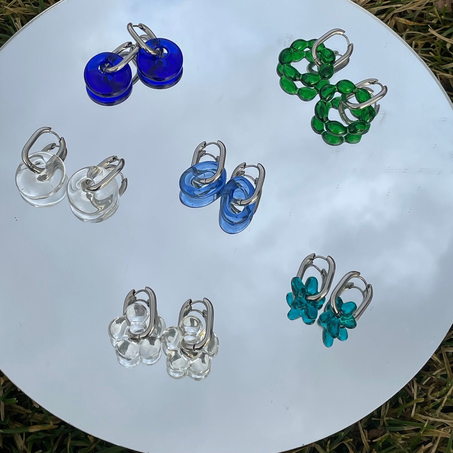 Handmade Upcycled Stained Glass and Hoop Earrings in Silver and Gold ...