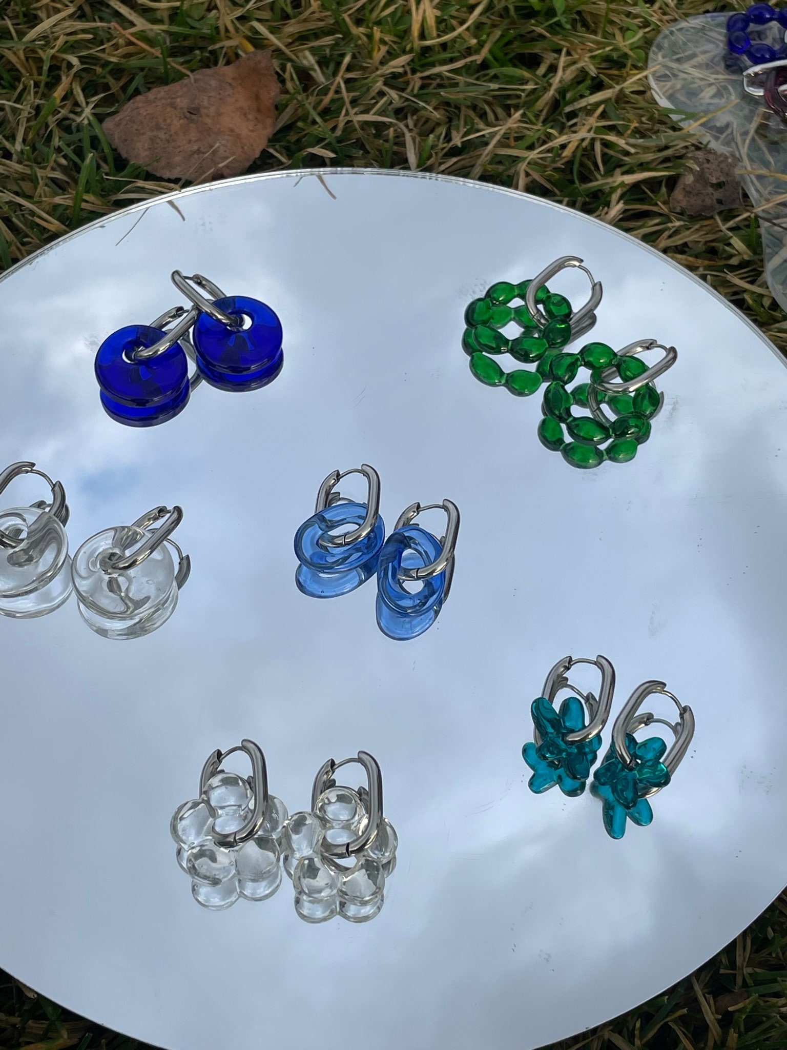 Handmade Upcycled Stained Glass and Hoop Earrings in Silver and Gold ...