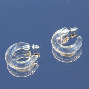Handmade Stained Glass - Transparent Clear Chunky Hoops Earrings - Etsy